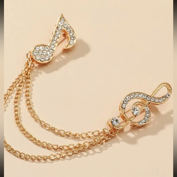 Kathrono | Jewelry | Music Note Treble Clef Chained Collar Tips | Poshmark